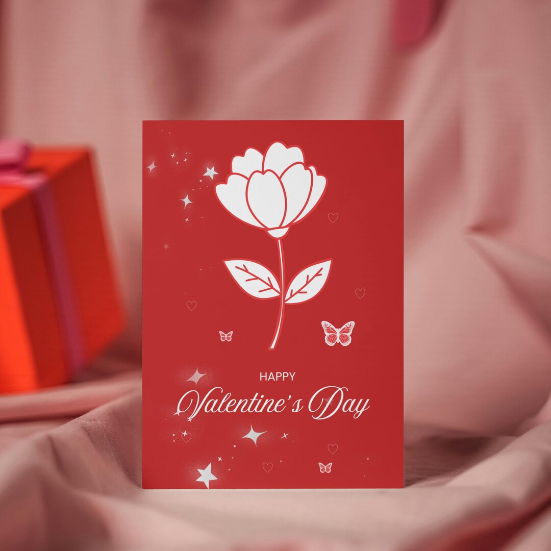 Red Valentine's Day Card, Printable Valentine's Day Card, Canva ...