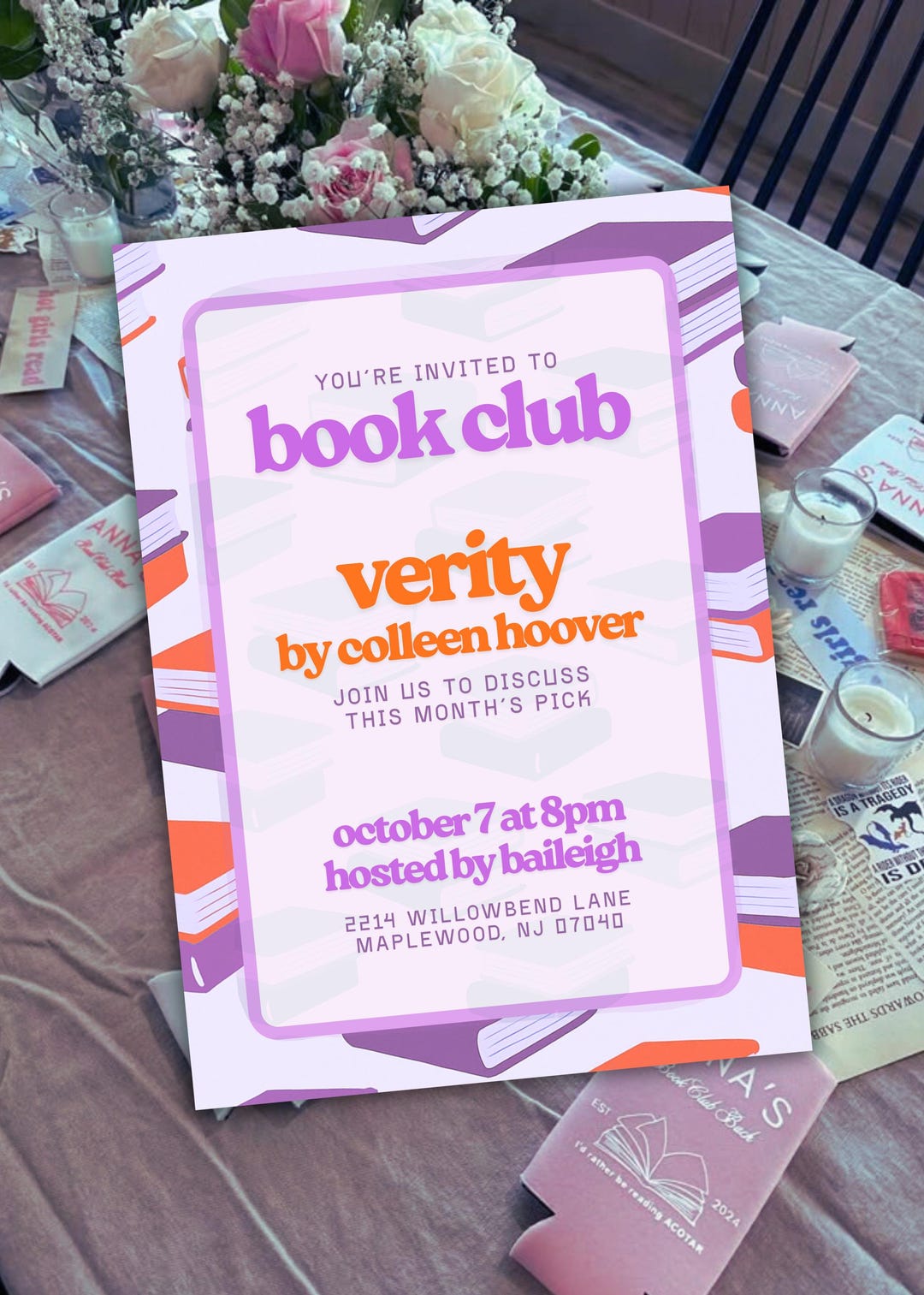 Book Club Invitation Template | Digital Download | Trendy Book Club ...