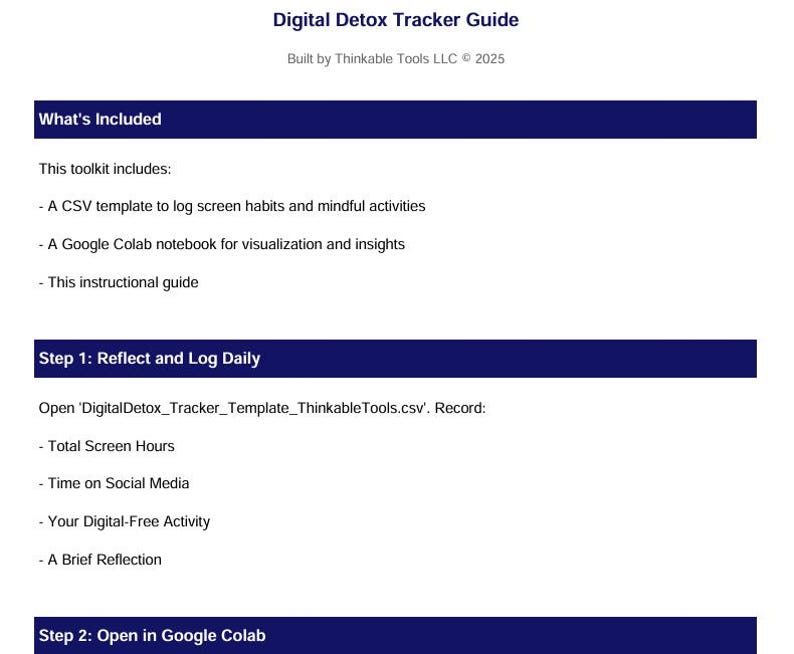 Digital Detox Tracker Toolkit – CSV Log, Screen-time Charts ...