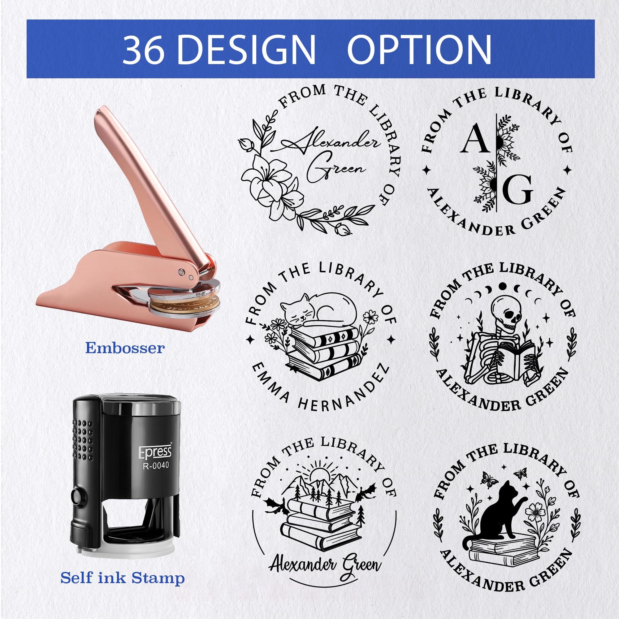 Personalized Book Embosser/custom Book Stamp/from the Library Of ...