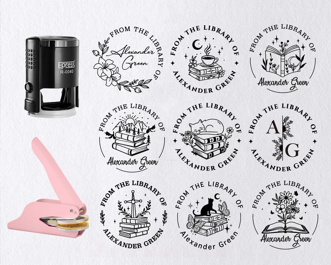 Personalized Book Embosser/custom Book Stamp/from the Library Of ...
