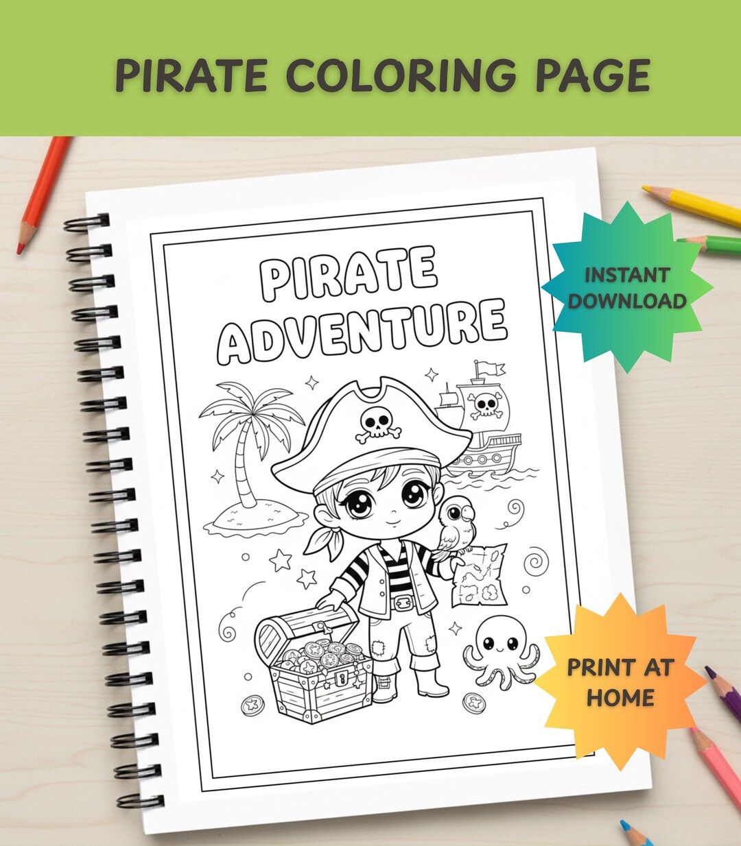 Pirate Adventure Coloring Sheet Printable - Etsy