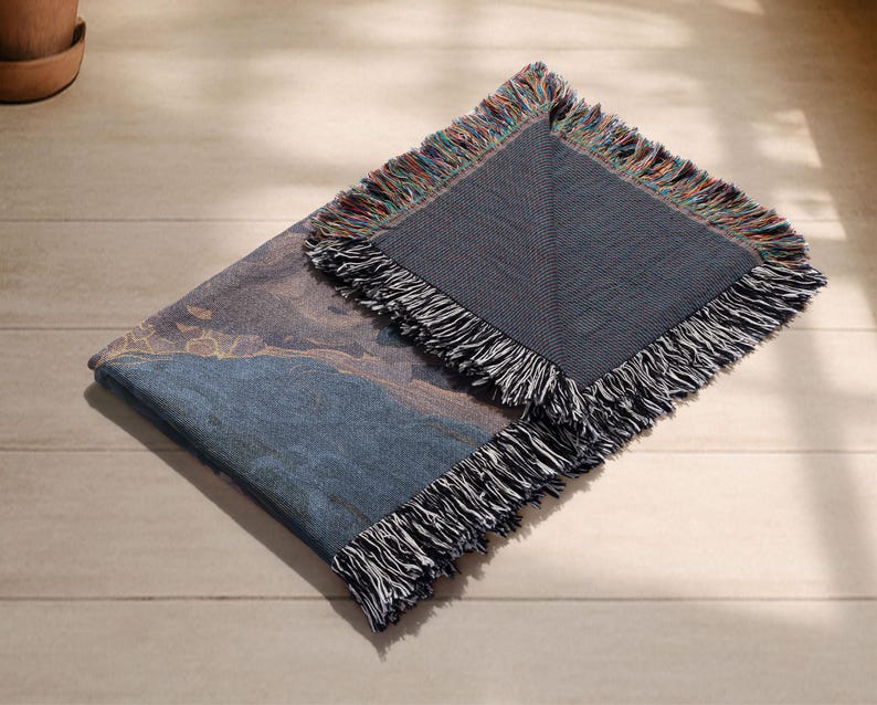 Poseidon Greek Mythology 100% Cotton Woven Blanket, Ocean God Fantasy ...