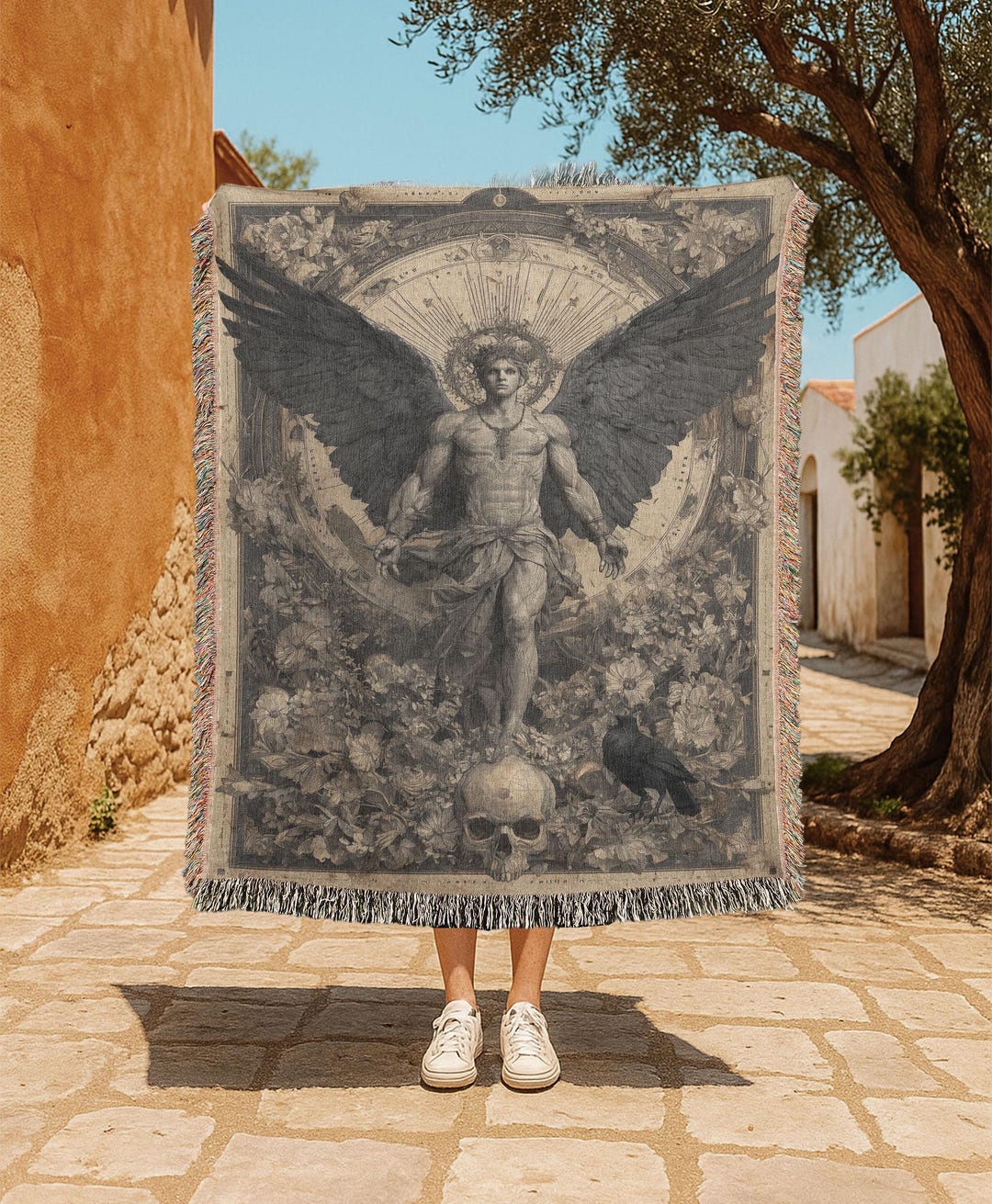 Archangel 100% Cotton Woven Blanket Dark Academia Home Decor, Gothic ...