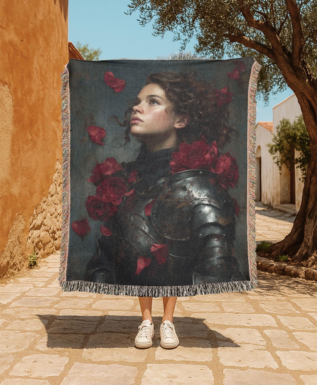 Medieval Knight Armor 100% Cotton Woven Blanket, Historical Warrior ...