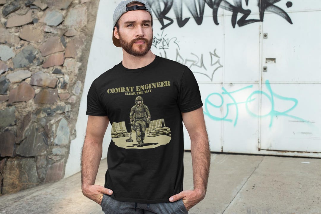Combat Engineer Tshirt, Tactical Soldier Metal Detector Graphic, Army ...