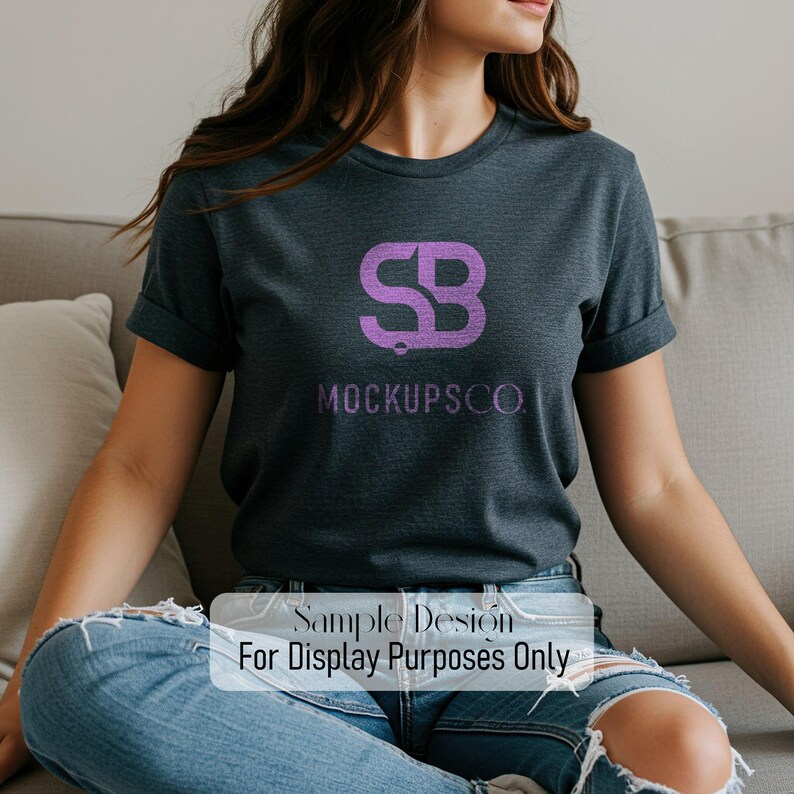 Gildan 64000 Dark Heather T-shirt Mockup: Boho Lifestyle Scene - Etsy