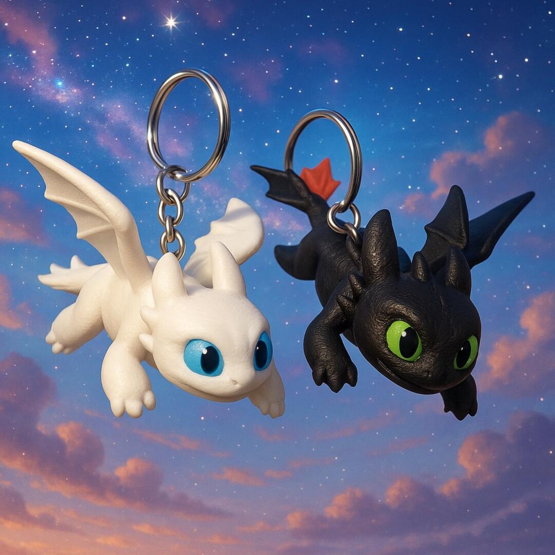 Toothless & Light Fury Keychain Set: 3D Printed Dragon Gift - Etsy