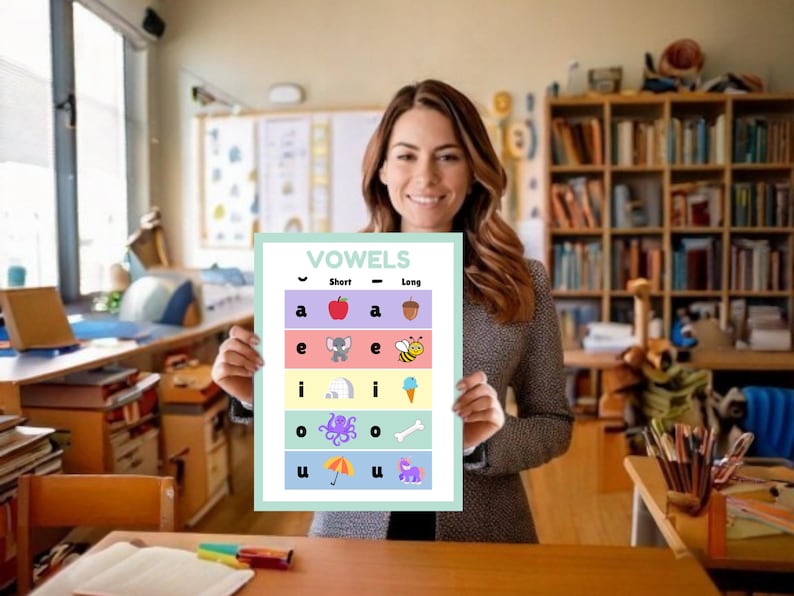 Phonics Poster: Vowel Sounds Chart for Early Literacy (PDF Download 8 ...