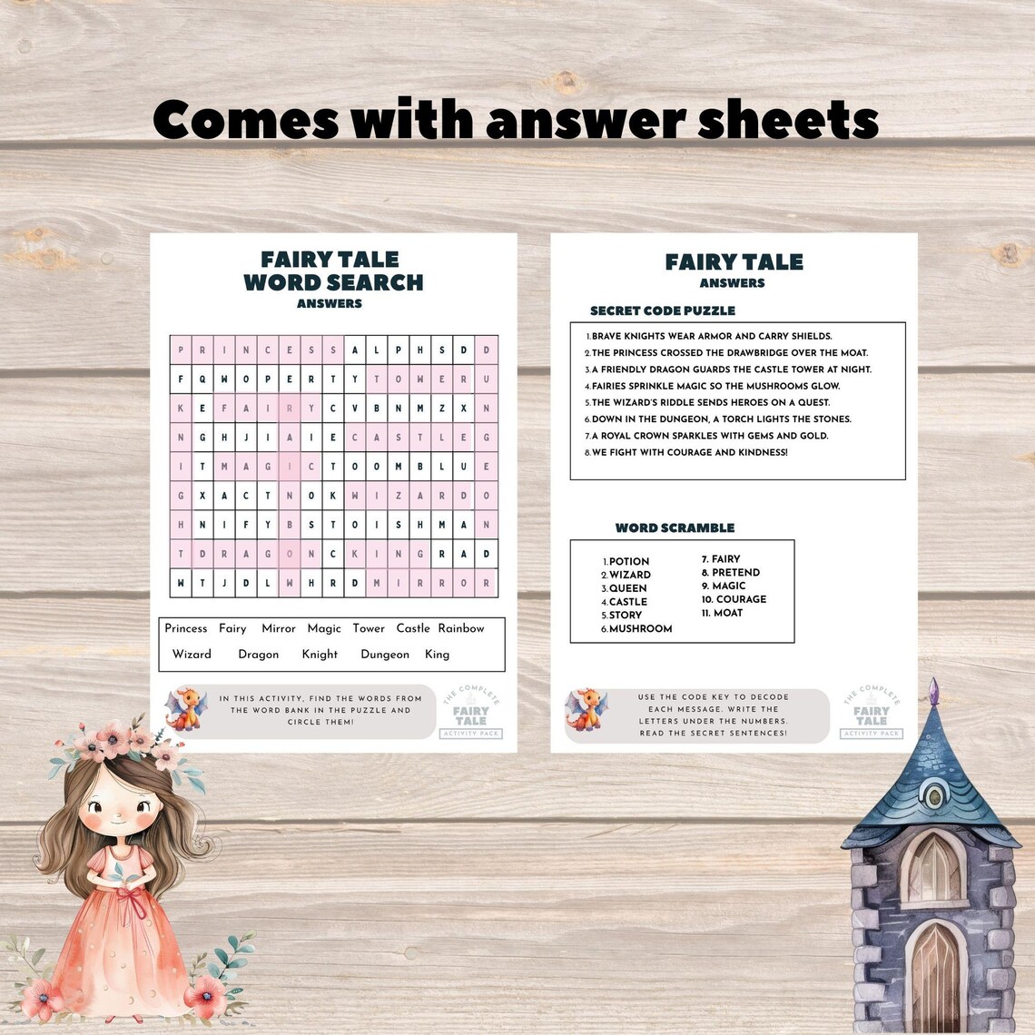 Fairy Tale Activity Pack for Kids: Crossword, Mad Libs (digital ...