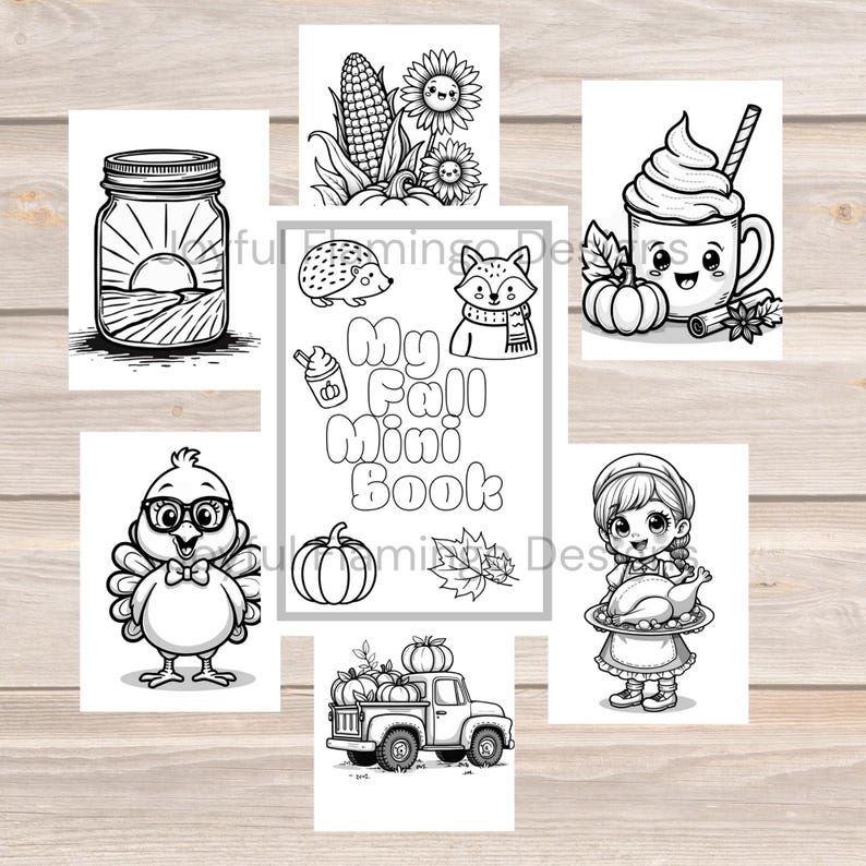 Fall Mini Coloring Book Set – Printable Autumn Activity for Kids ...