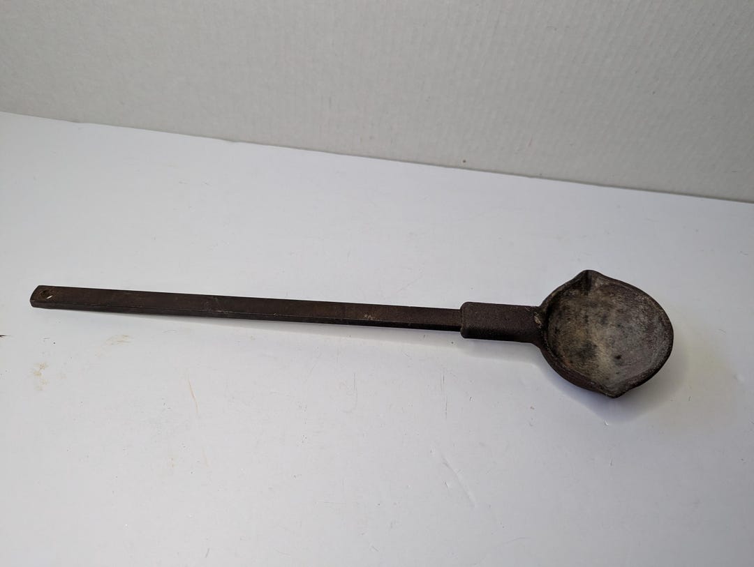 Blacksmith Cast Iron Ladle #5488 Double Spout Antique Lead Sinkers 15 ...