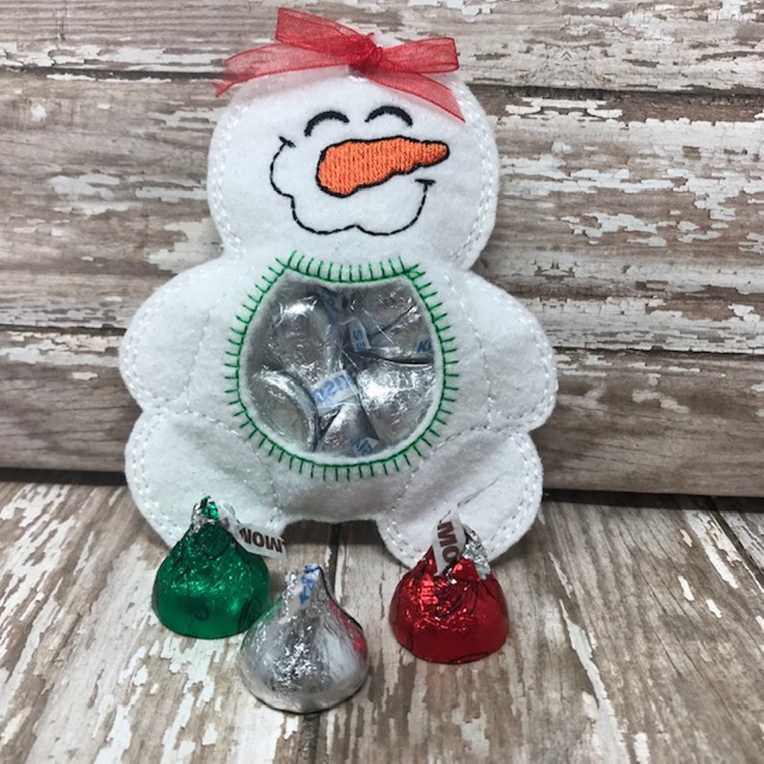 Christmas, Treat Bag, Party Favors, Snowman Felt, Stocking Stuffer ...