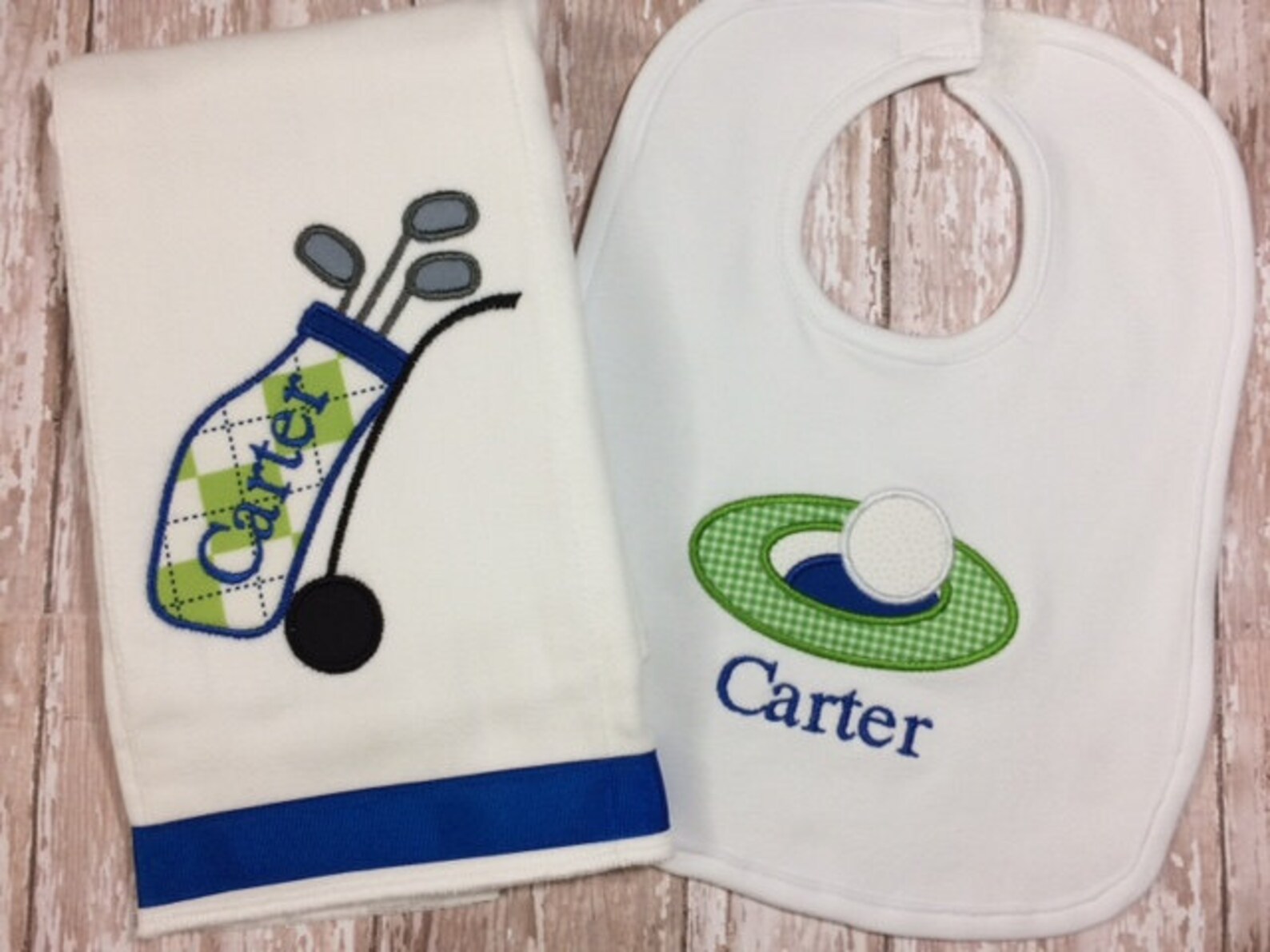 Personalized Golf Bib and Diaper Burp Cloth Gift Set for - Etsy