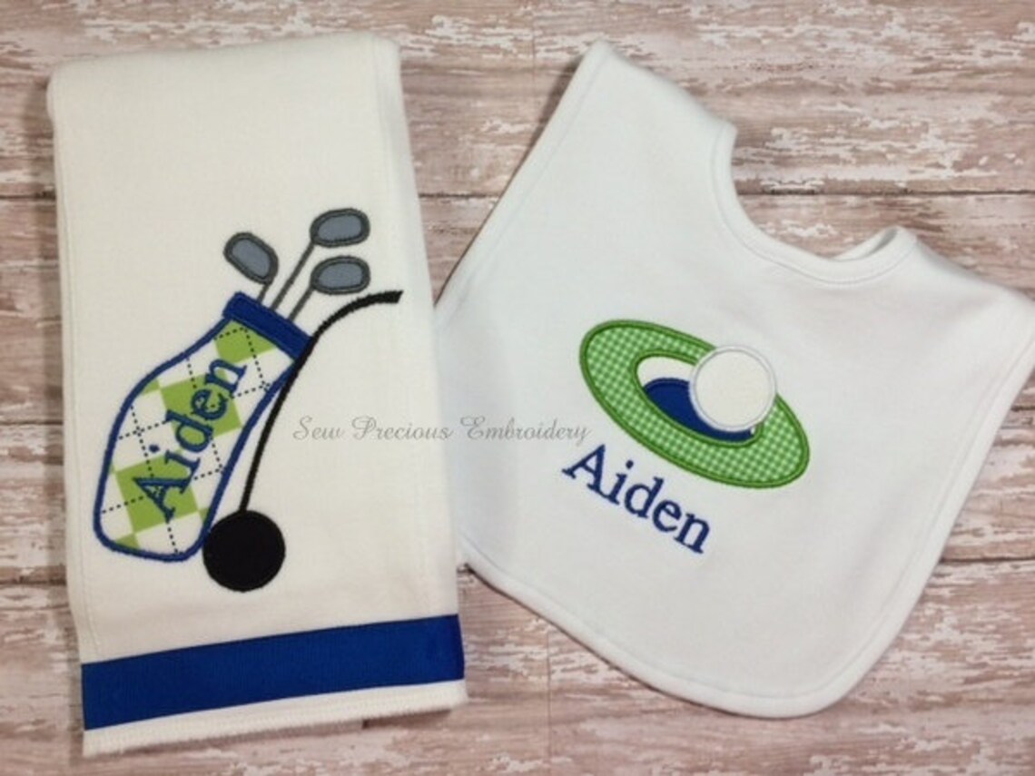 Personalized Golf Bib and Diaper Burp Cloth Gift Set for | Etsy