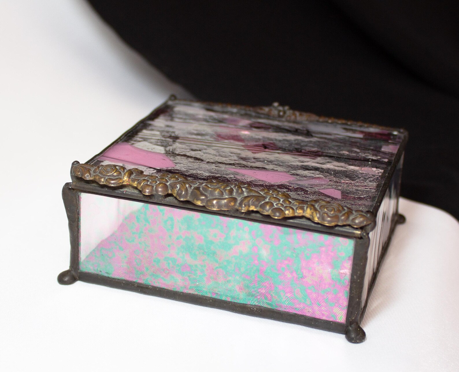 Vintage Pink Abstract Art Glass Box - Etsy