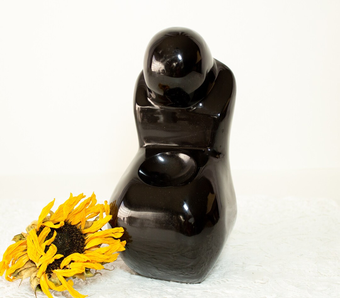 Vintage Obsidian Woman Figurine Kneeling - Etsy