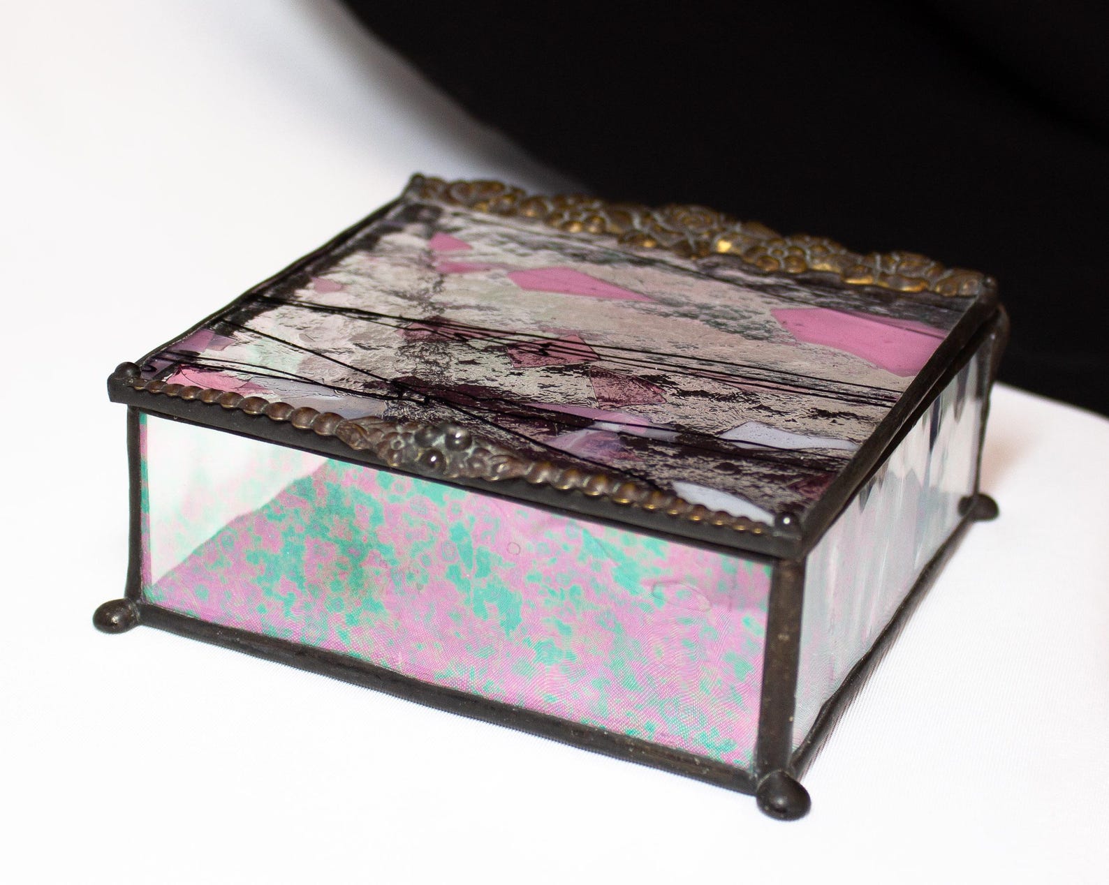 Vintage Pink Abstract Art Glass Box - Etsy
