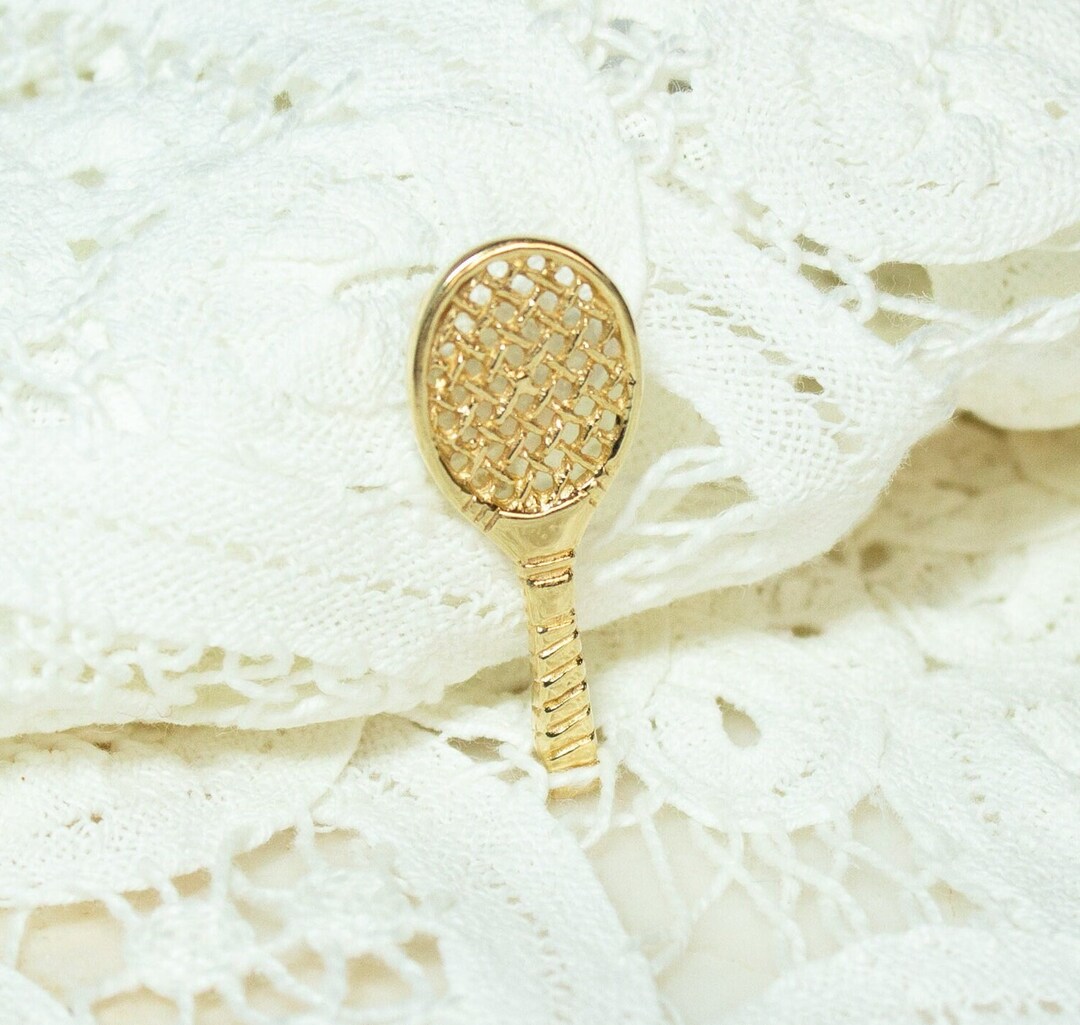 Vintage 14K Gold Tennis Racket Pin - Etsy
