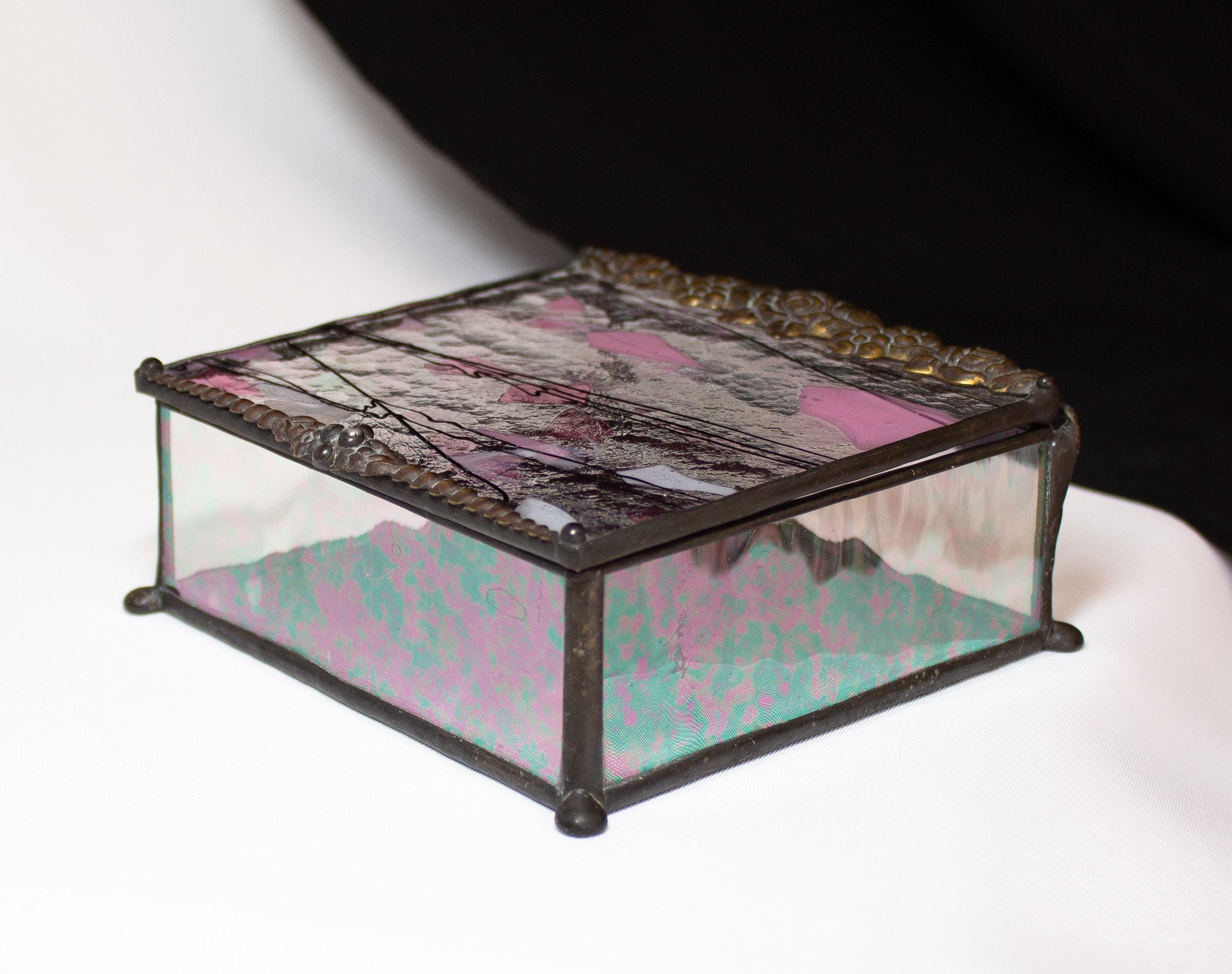 Vintage Pink Abstract Art Glass Box - Etsy