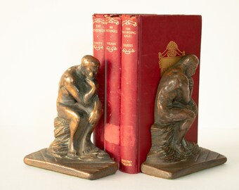 Cast Iron Thinking Man Bookends - Etsy