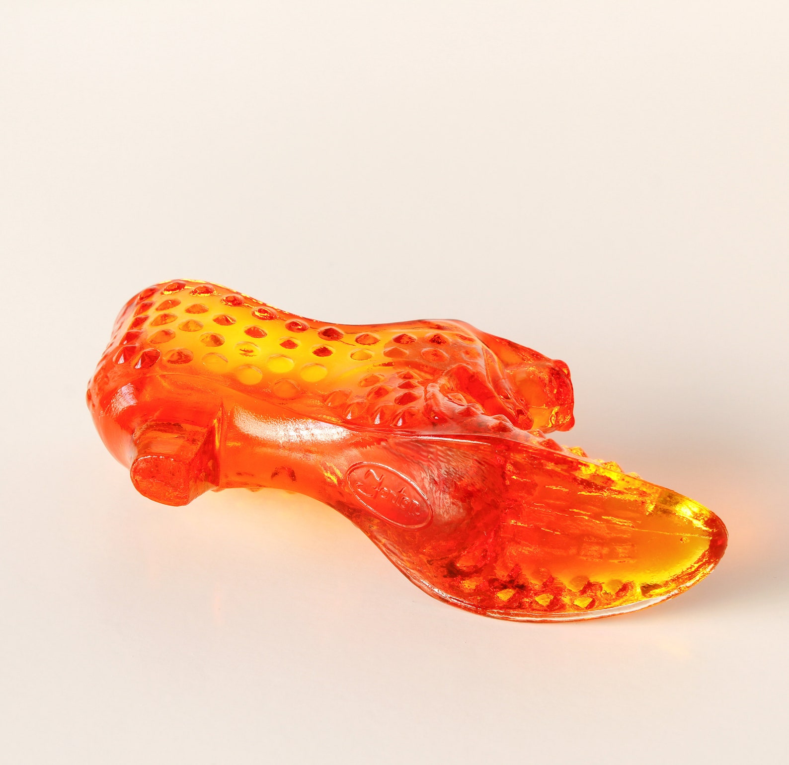 Vintage Fenton Hobnail Glass Slipper Shoe Amberina Orange and | Etsy