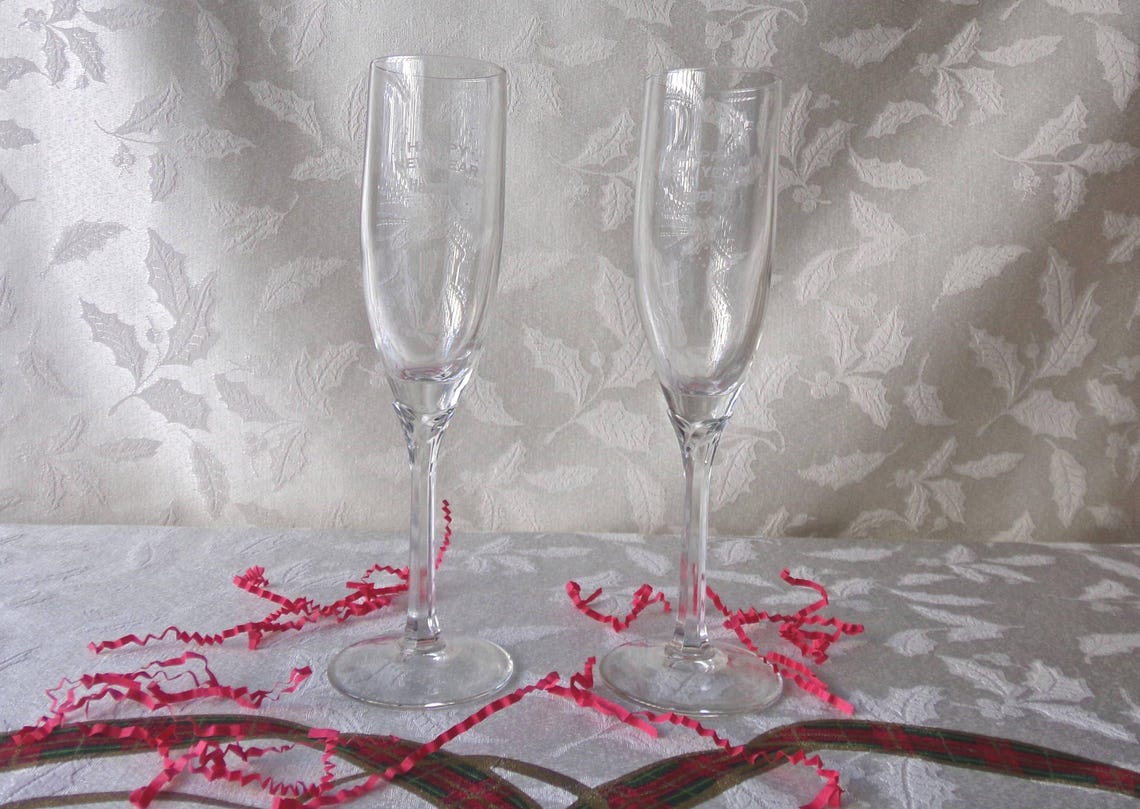 Vintage Champagne Glasses Toasting Flutes Set of 2 - Etsy
