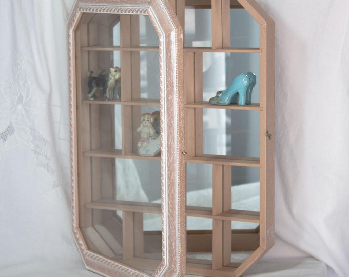 Vintage Pink Mirrored Display Case Wall Cabinet Hinged Glass Lid - Etsy