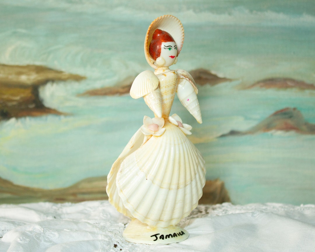 Vintage Seashell Lady Figurine Jamaica Shell Art - Etsy