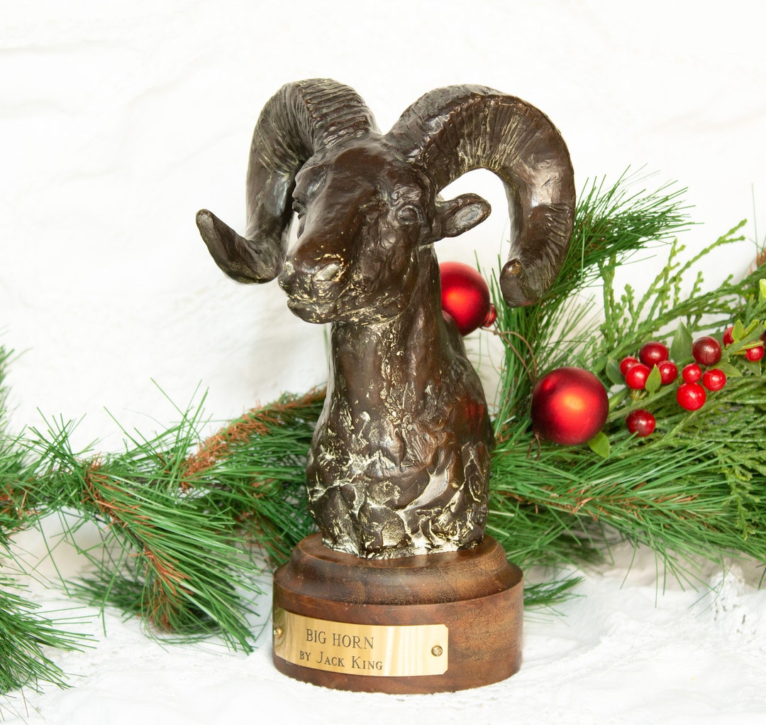Vintage Big Horn Ram Bronze Statue by Jack King - Etsy