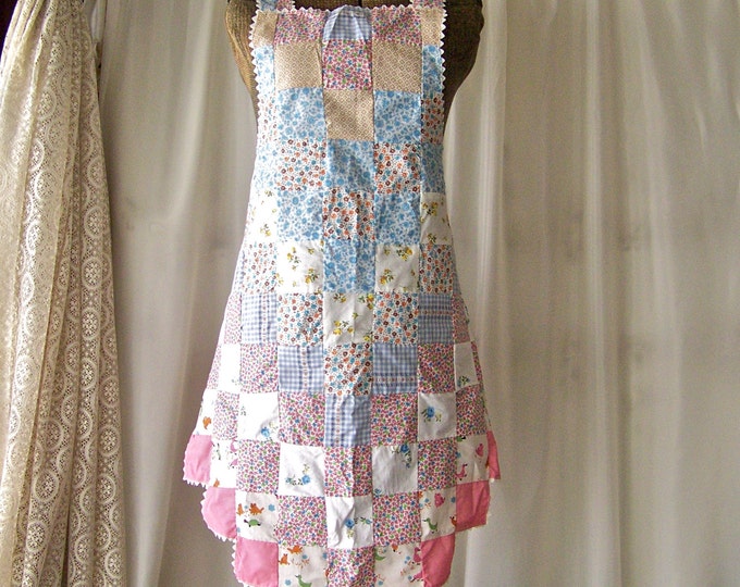 Vintage Apron Patchwork Apron Retro Kitchen 50s Smock Apron - Etsy