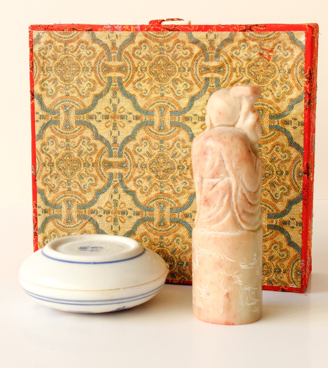 Vintage Stone Chop Seal Carved Wise Man Original Case - Etsy