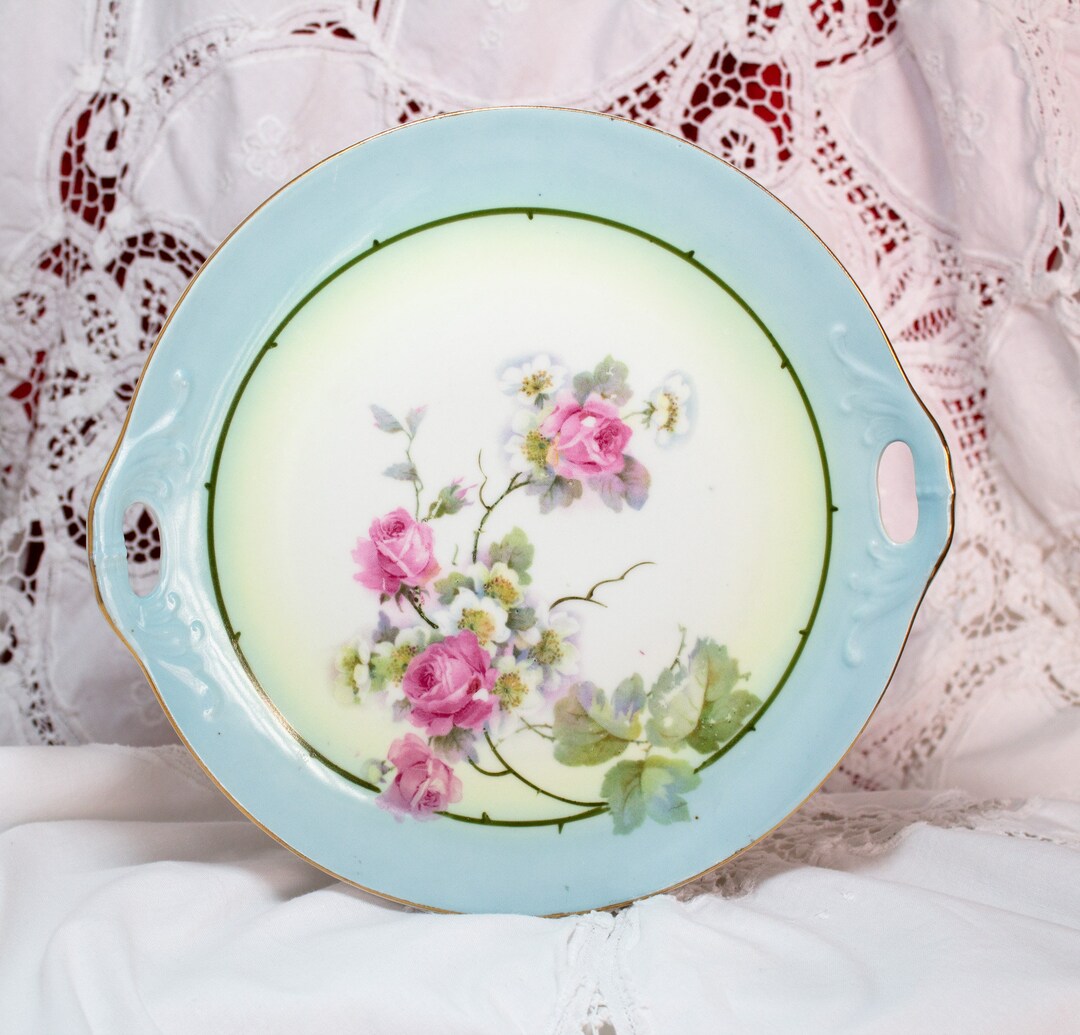 Vintage Blue Lusterware Plate With Double Handles Germany - Etsy