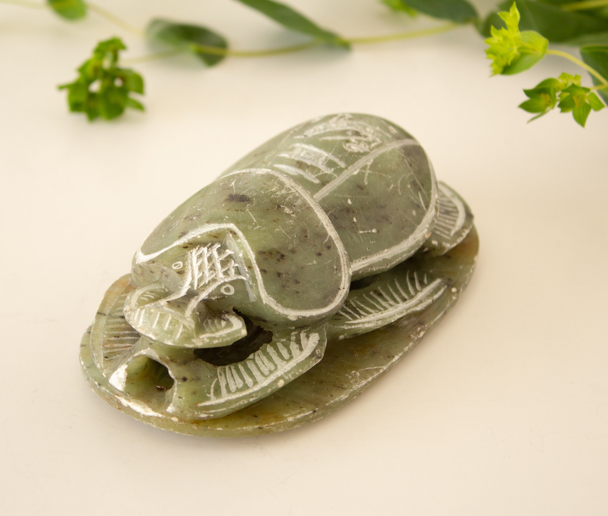 Figurines & Knick Knacks Egyptian Carved Soapstone Scarab Paperweight ...