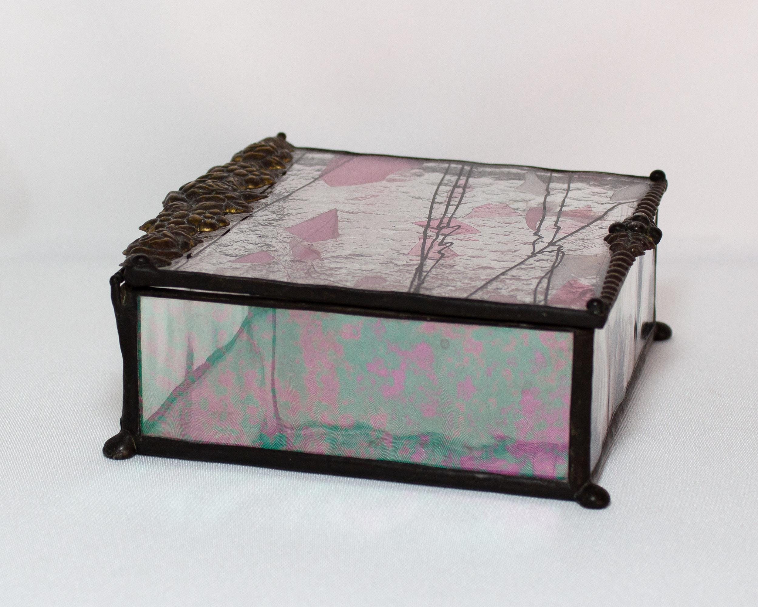 Vintage Pink Abstract Art Glass Box - Etsy