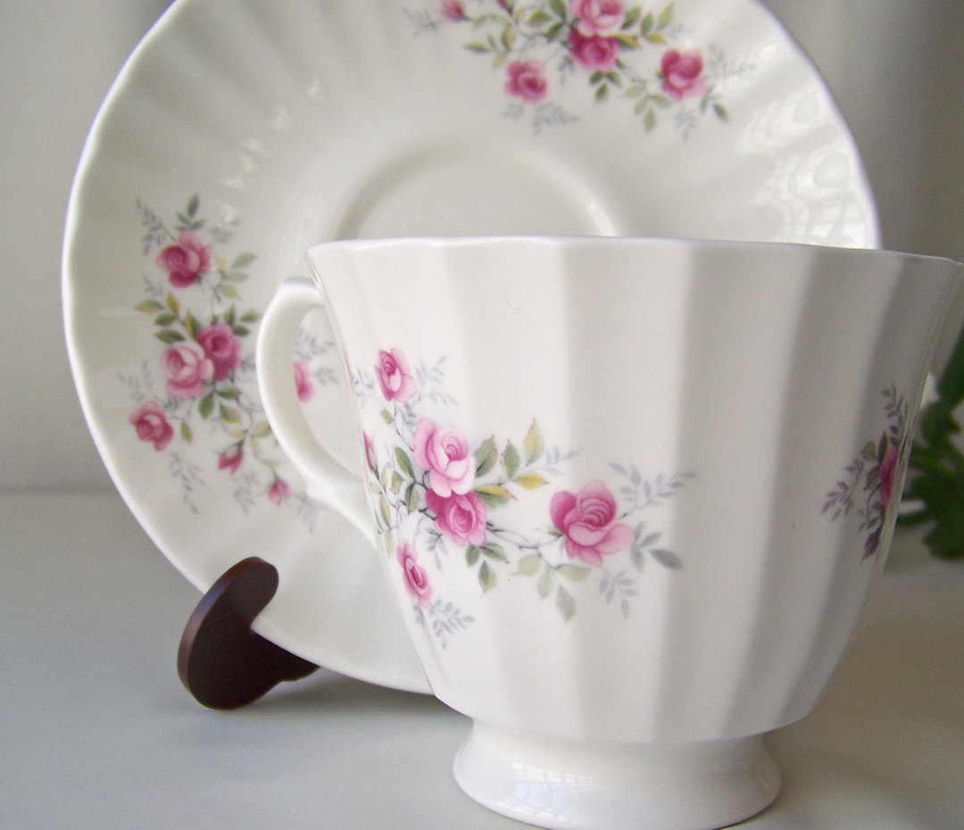 Vintage Pink Roses Teacup and Saucer Fine China Made in England - Etsy