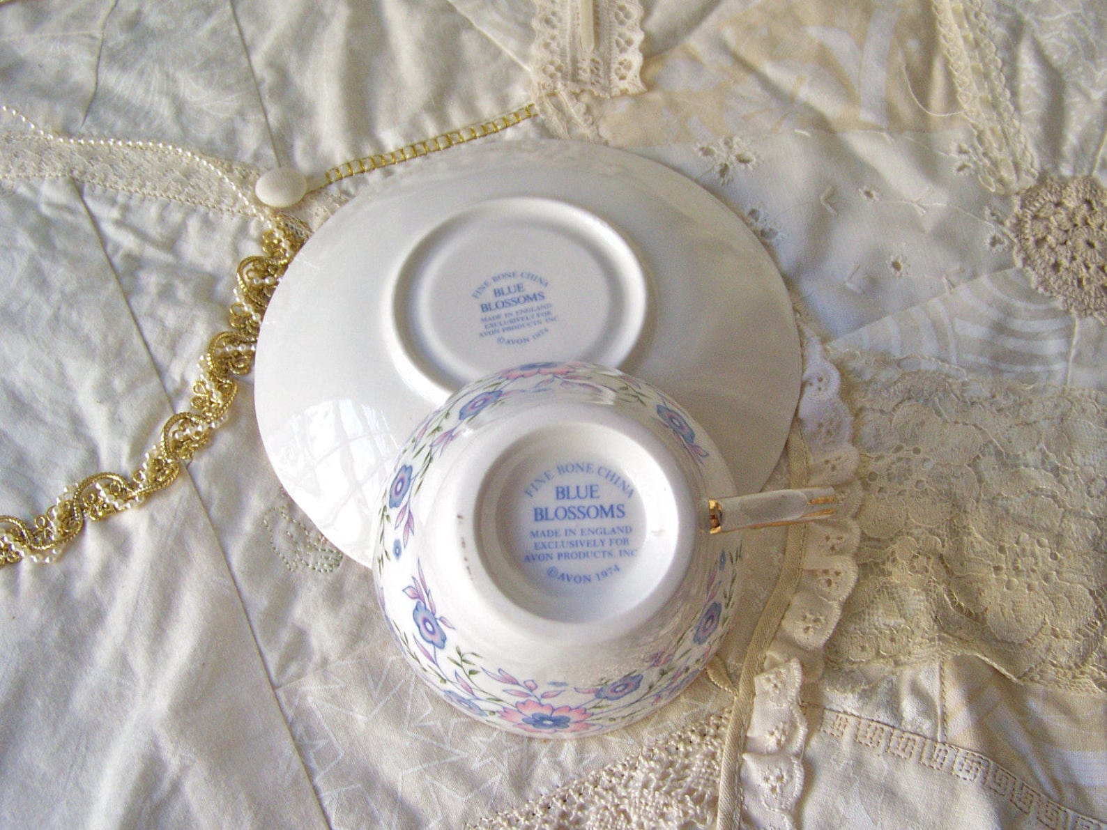 Avon Teacup and Saucer Blue Blossoms Vintage 1974 - Etsy