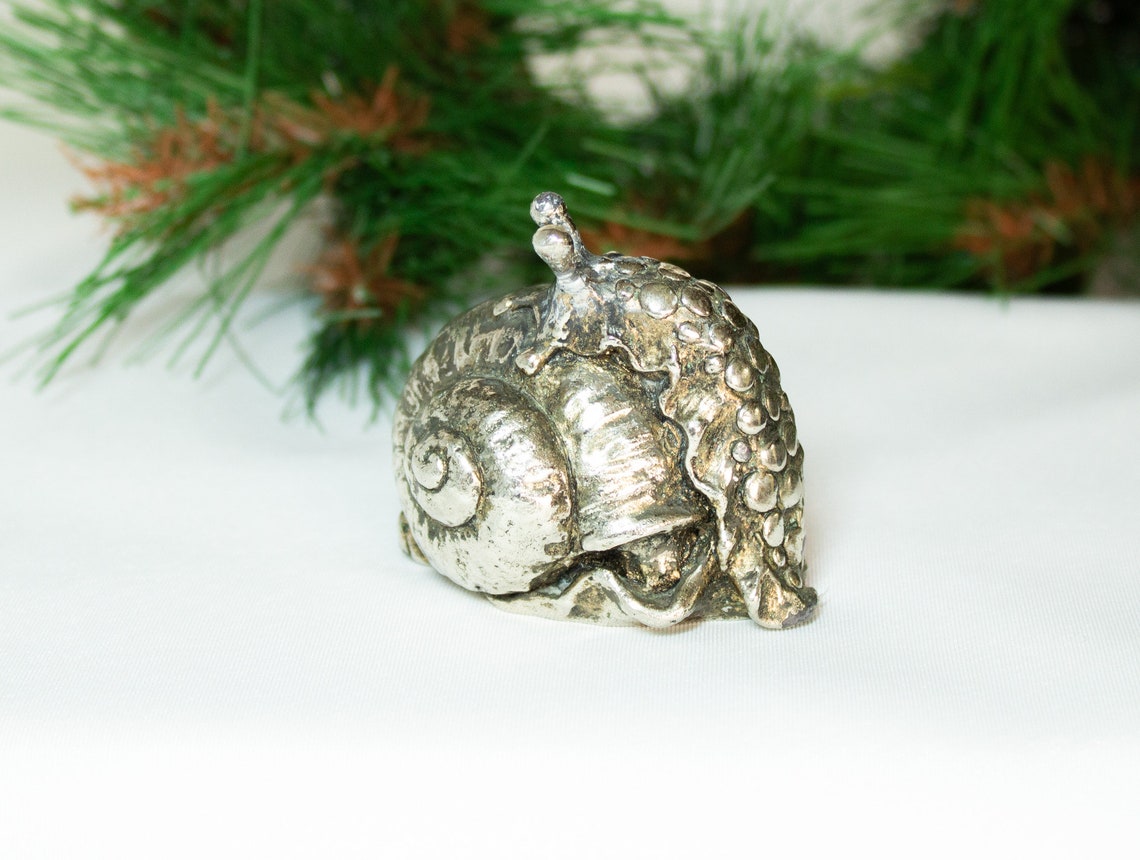 Vintage Pewter Snail Paperweight Home Office - Etsy