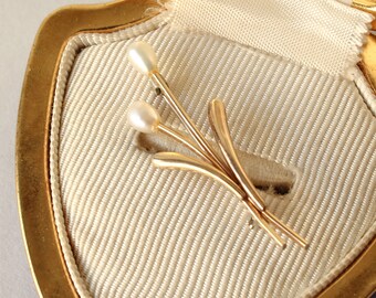 Krementz Vintage 14k Overlay Brooch With Cultured Pearls - Etsy