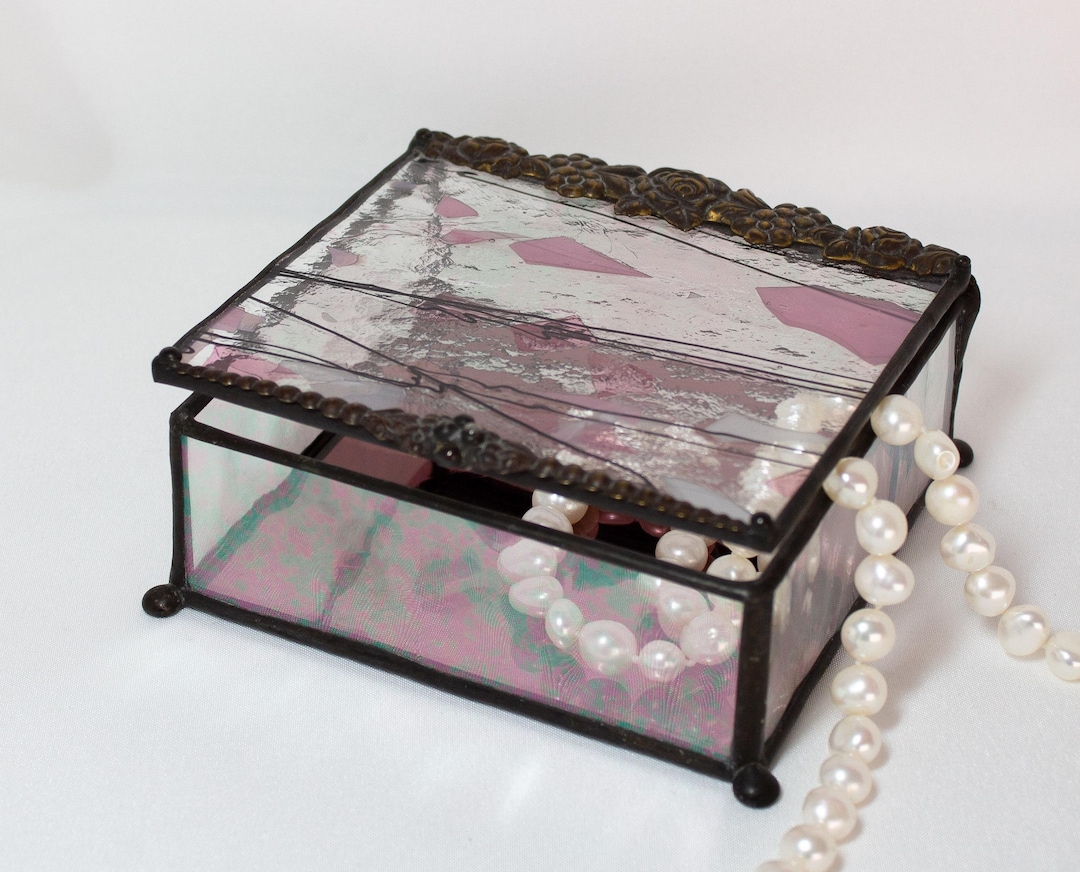 Vintage Pink Abstract Art Glass Box - Etsy