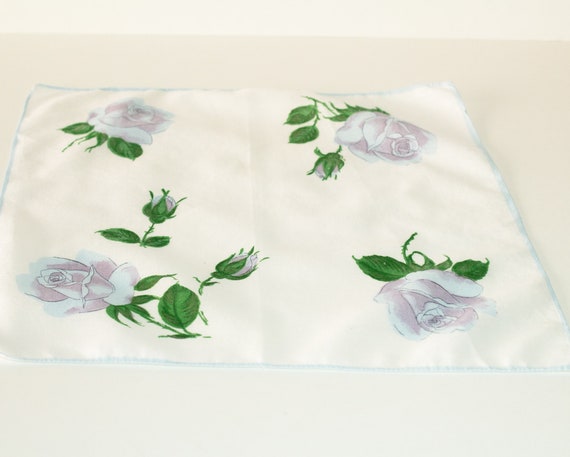Lavender Rose Handkerchief Vintage Ladies Hanky - Gem