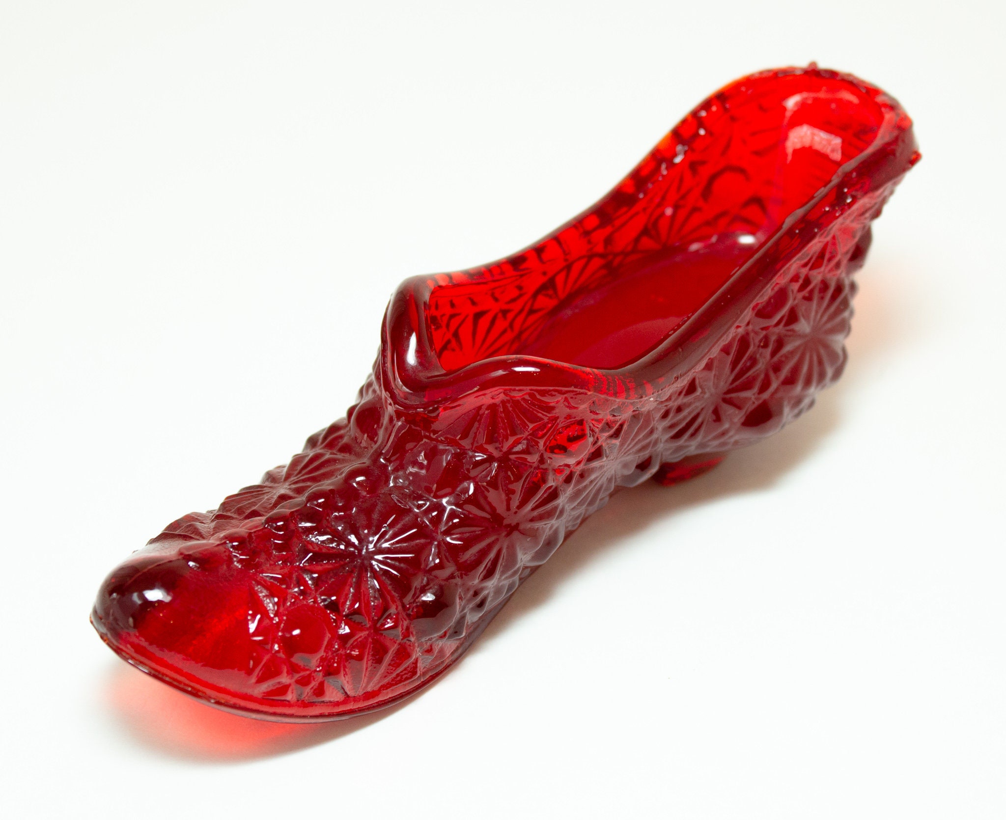 Vintage Ruby Red Glass Miniature Slipper Vanity Decor Art ...