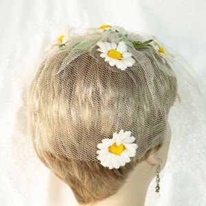 Veiled Hat Fascinator Daisy Head Piece Cocktail Veil Cap - Etsy