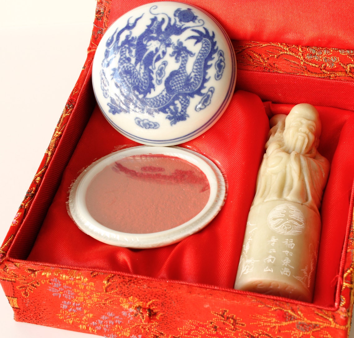 Vintage Stone Chop Seal Carved Wise Man Original Case - Etsy