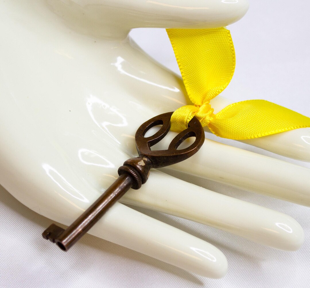 Antique Ornate Cabinet Key With Yellow Ribbon - Etsy