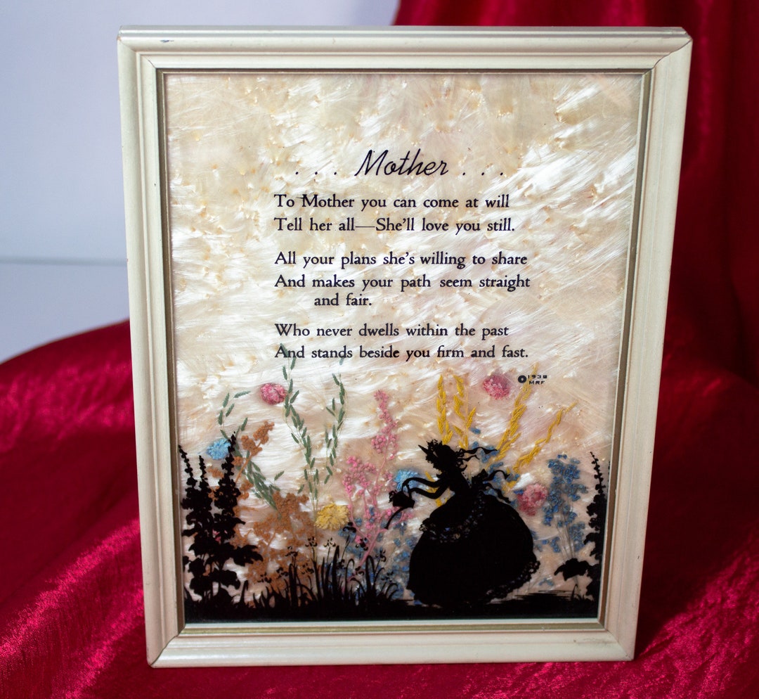 Vintage Mother Poem Framed, Silhouette Lady in the Garden 1938 - Etsy