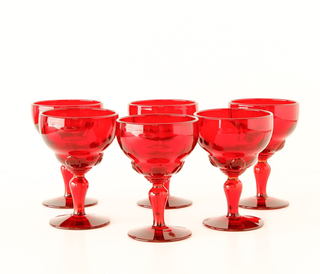 Cordial Goblets Red Crystal Glass Circa 1960s - Etsy