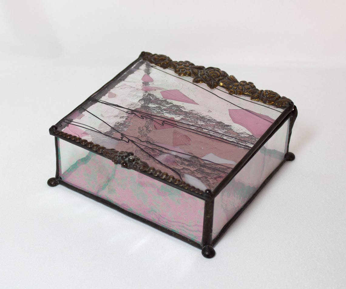 Vintage Pink Abstract Art Glass Box - Etsy