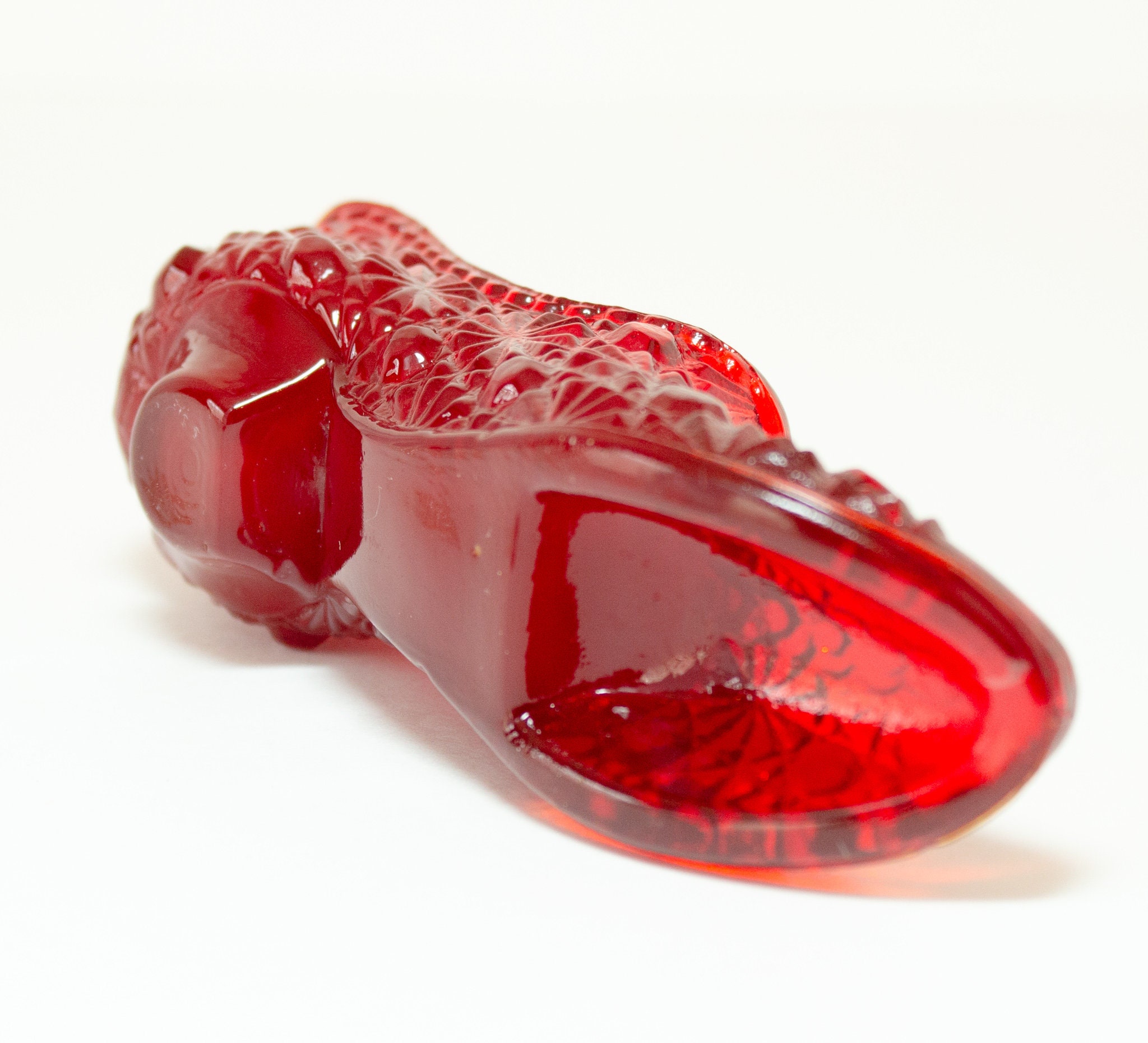 Vintage Ruby Red Glass Miniature Slipper Vanity Decor Art ...