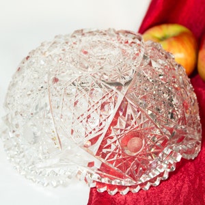 American Brilliant Cut Glass Bowl Sawtooth Edge Hobstar Pattern Antique ...
